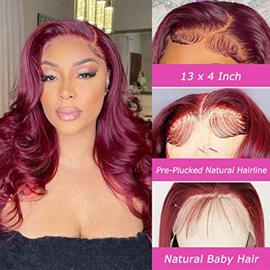 Burgundy Wig Body Wave Wig 9x6 closure wig/13x4 Lace Front Wigs 150 ...